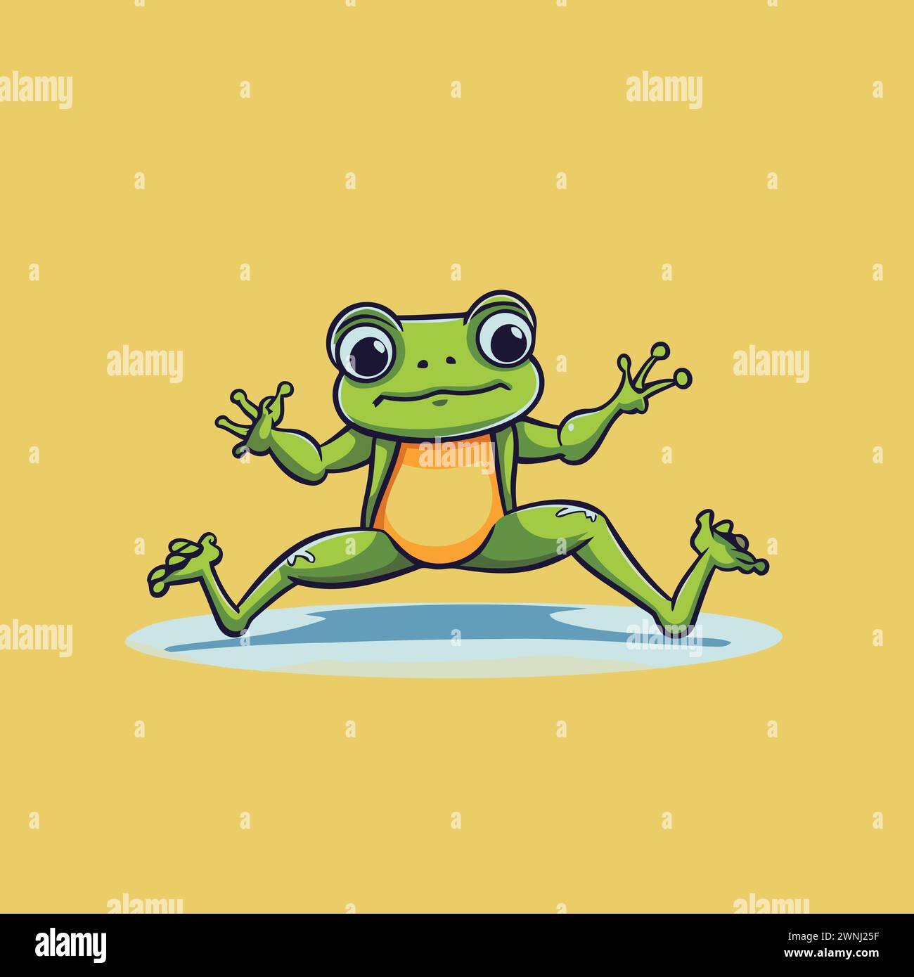 Frog running vector illustration. Funny cartoon frog character isolated ...