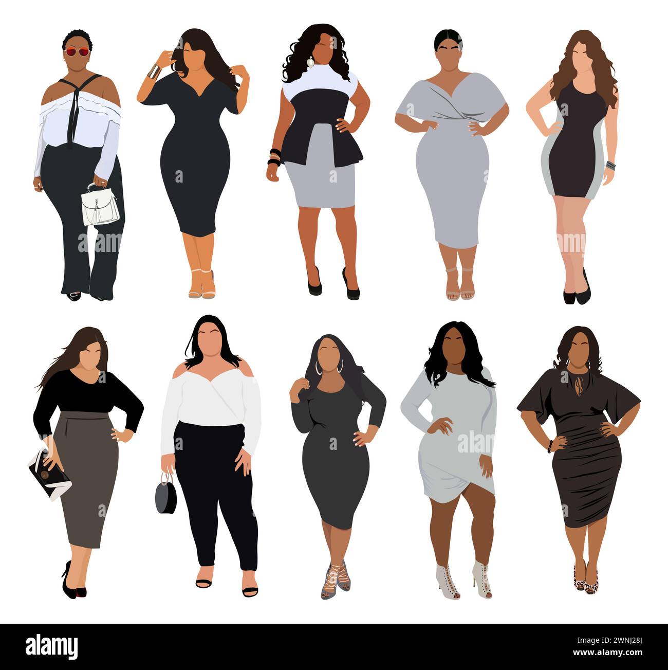 Set of business women wearing office outfits Stock Vector Image & Art ...