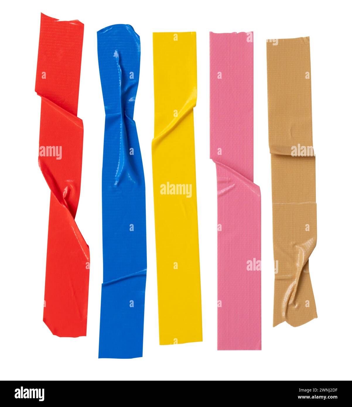 Top view set of multicolor adhesive vinyl tape or cloth tape in stripes ...