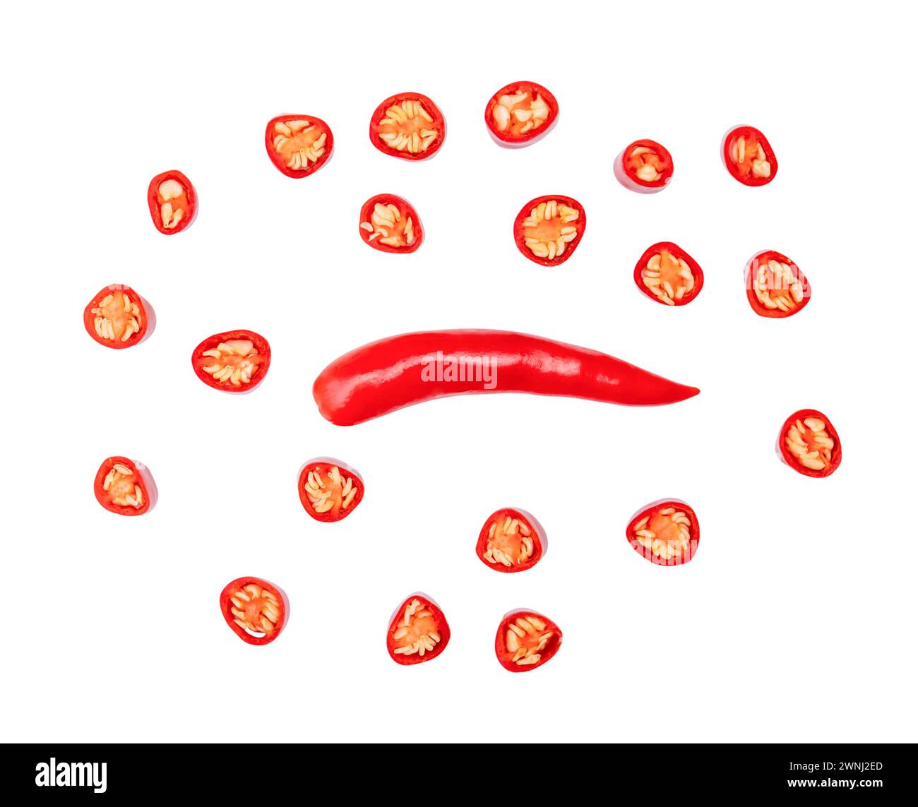 Chopped chilli isolated top view Cut Out Stock Images & Pictures - Alamy