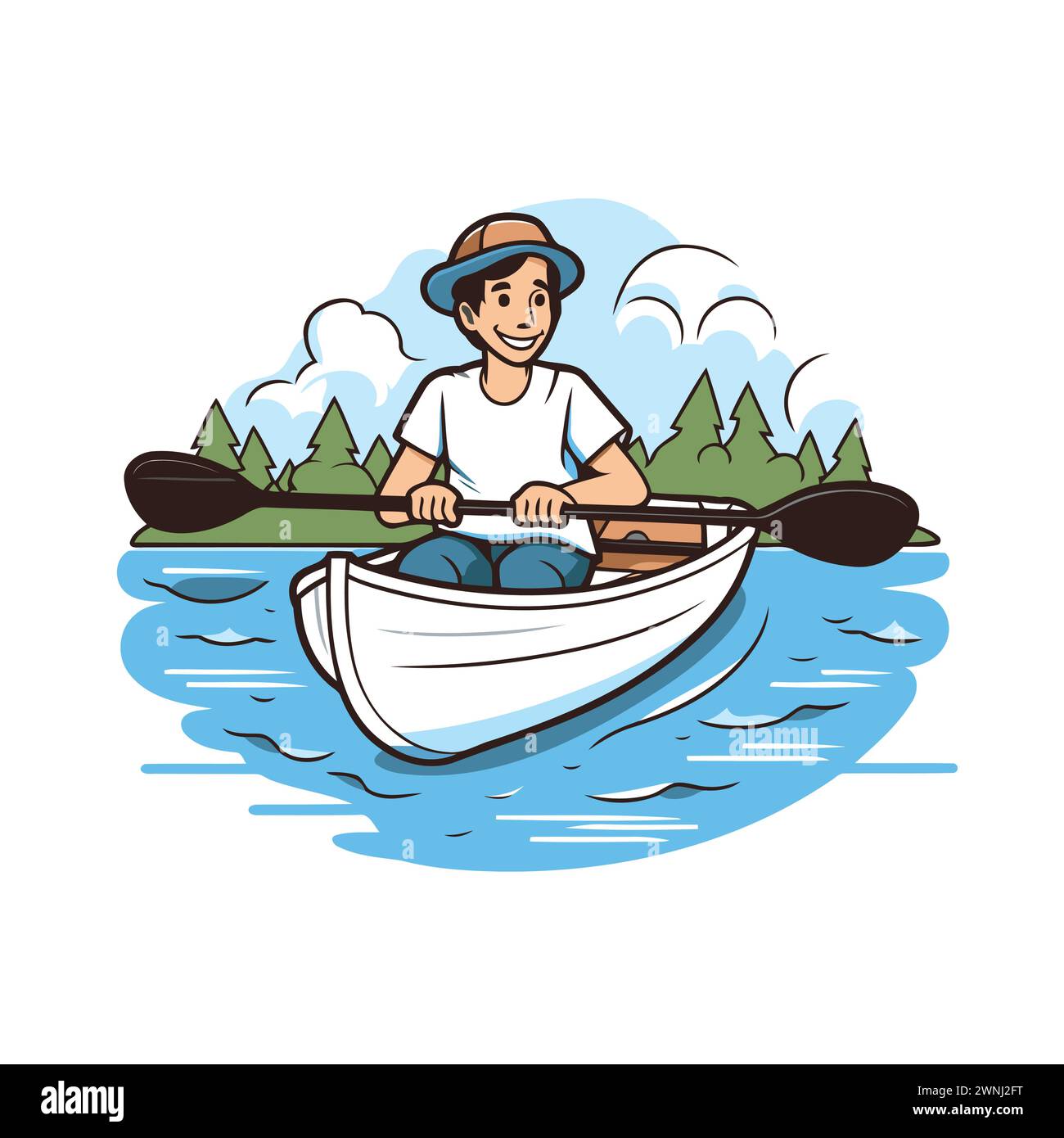Man rowing a boat Stock Vector Images - Alamy