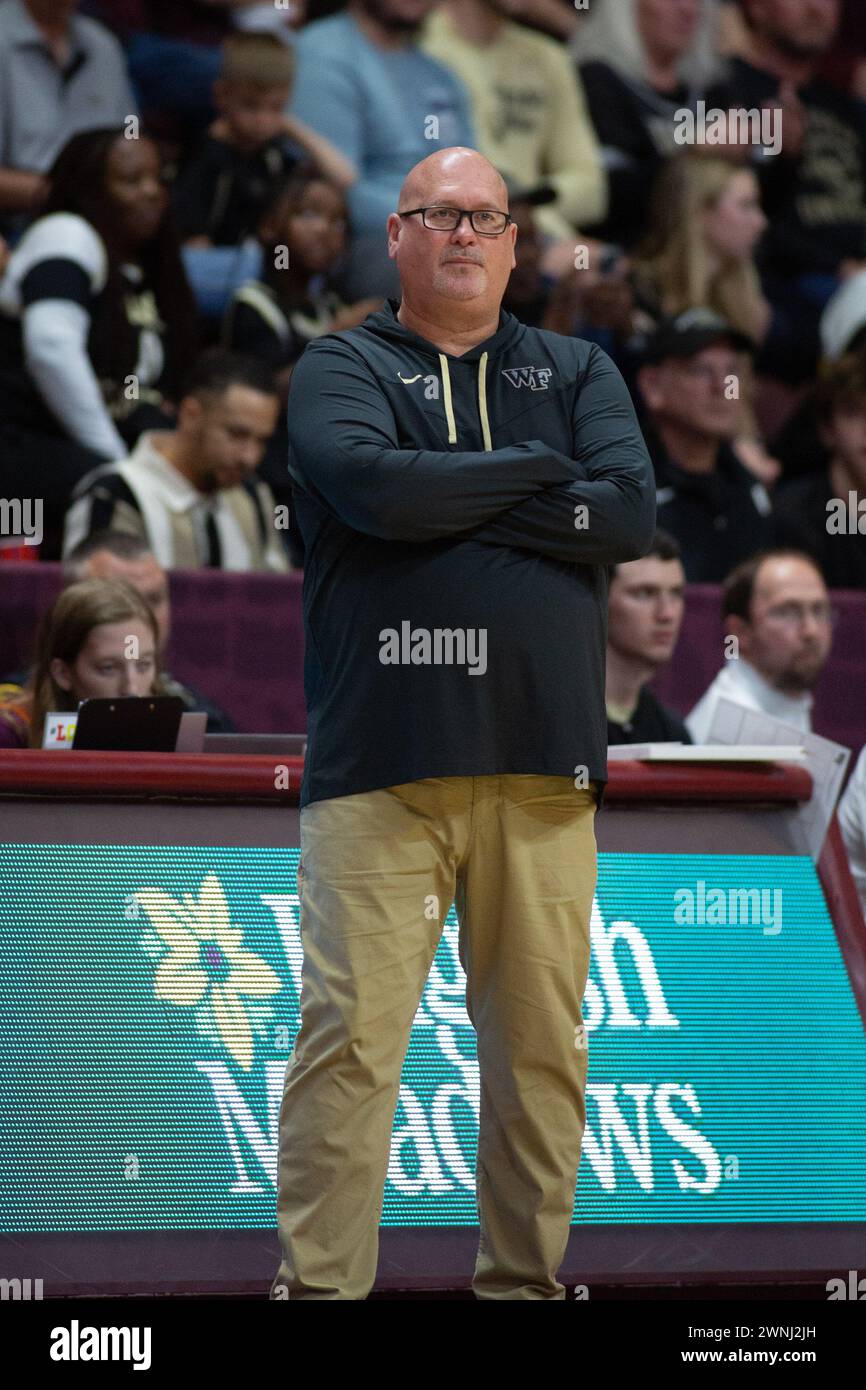 Blacksburg, VA, USA. 2nd Mar, 2024. Wake Forest Demon Deacons head ...