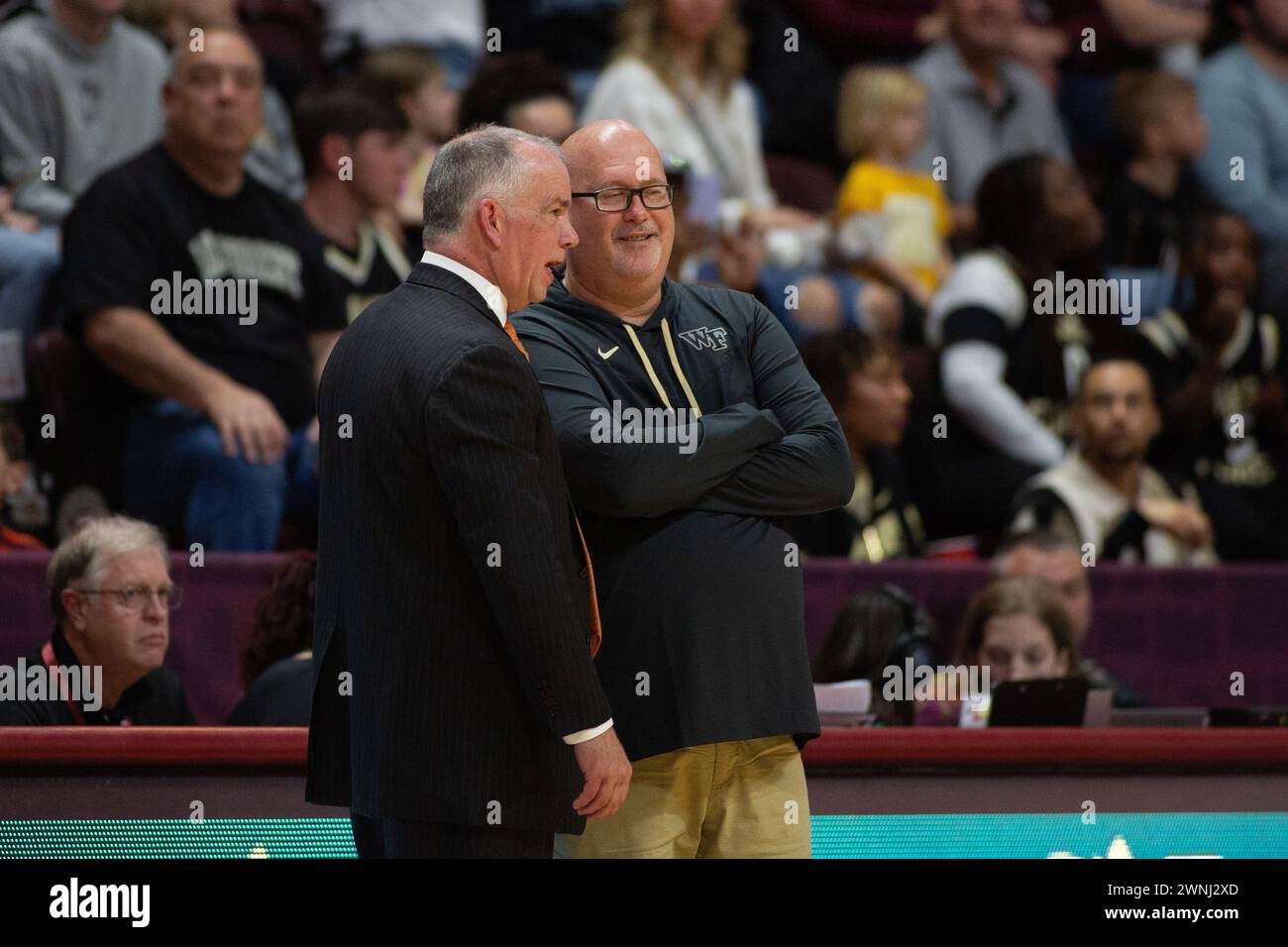 Blacksburg, VA, USA. 2nd Mar, 2024. Wake Forest Demon Deacons head ...