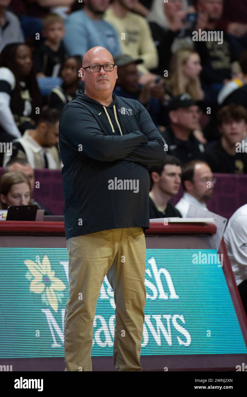 Blacksburg, VA, USA. 2nd Mar, 2024. Wake Forest Demon Deacons head ...