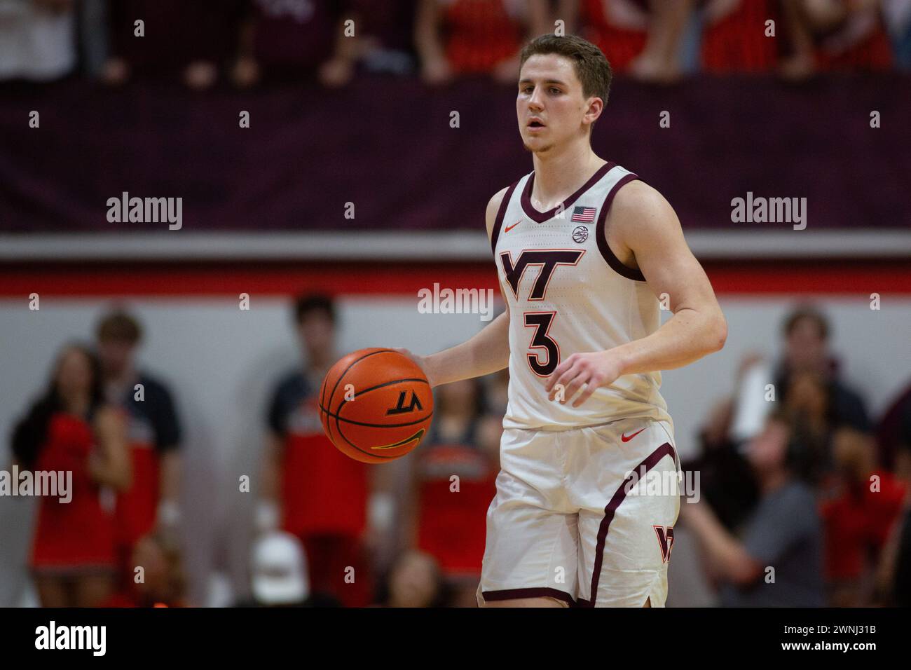 Blacksburg, VA, USA. 2nd Mar, 2024. Virginia Tech Hokies guard Sean ...