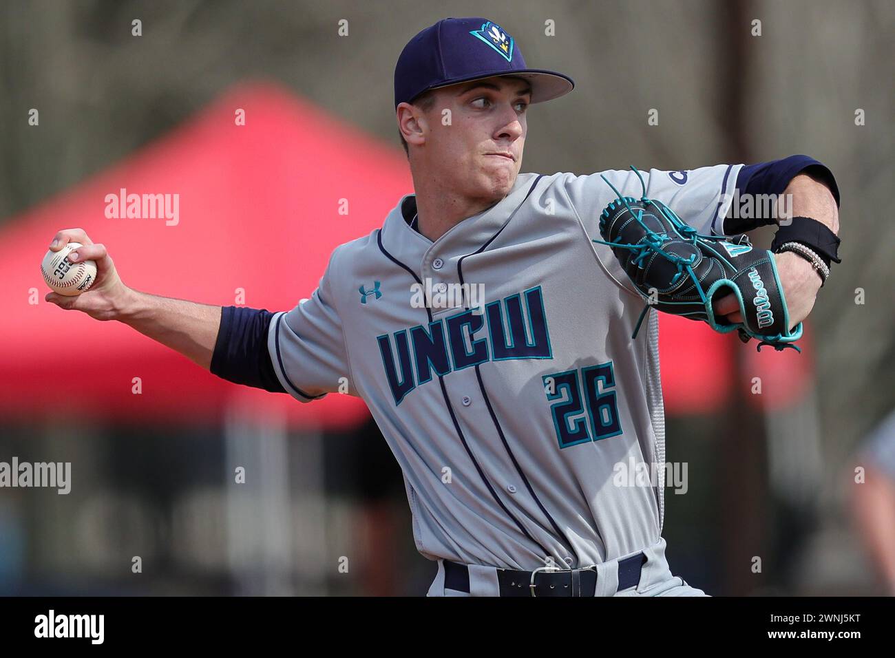 Mobile, Alabama, USA. 02nd Mar, 2024. UNC Wilmington pitcher RJ Sales ...