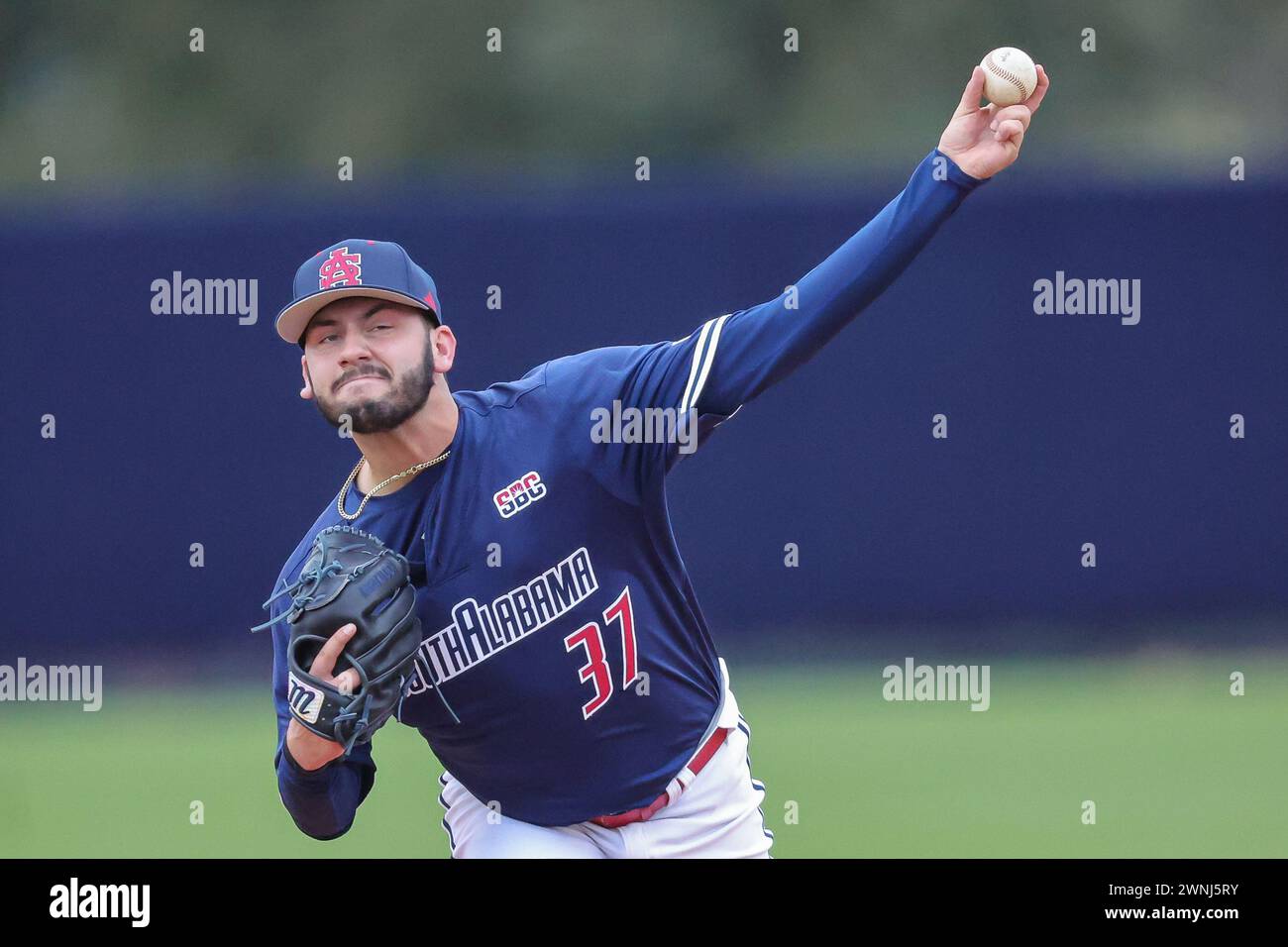 Mobile, Alabama, USA. 02nd Mar, 2024. South Alabama pitcher Danny Diaz ...