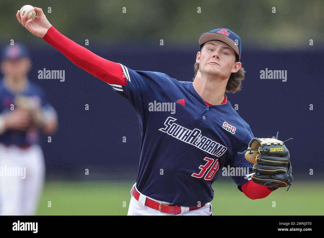Mobile, Alabama, USA. 02nd Mar, 2024. South Alabama pitcher Austin ...