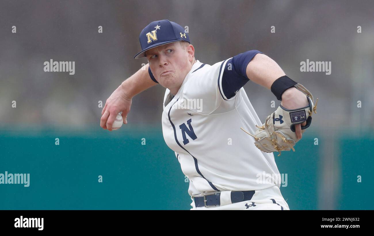 Navy pitcher Brady Bendik (40) during an NCAA baseball game on Saturday ...