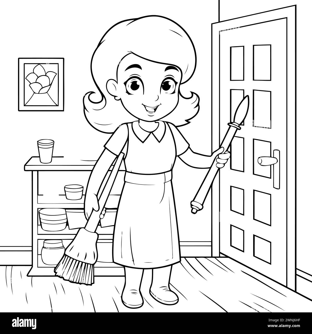 Cleaning duties Black and White Stock Photos & Images - Alamy
