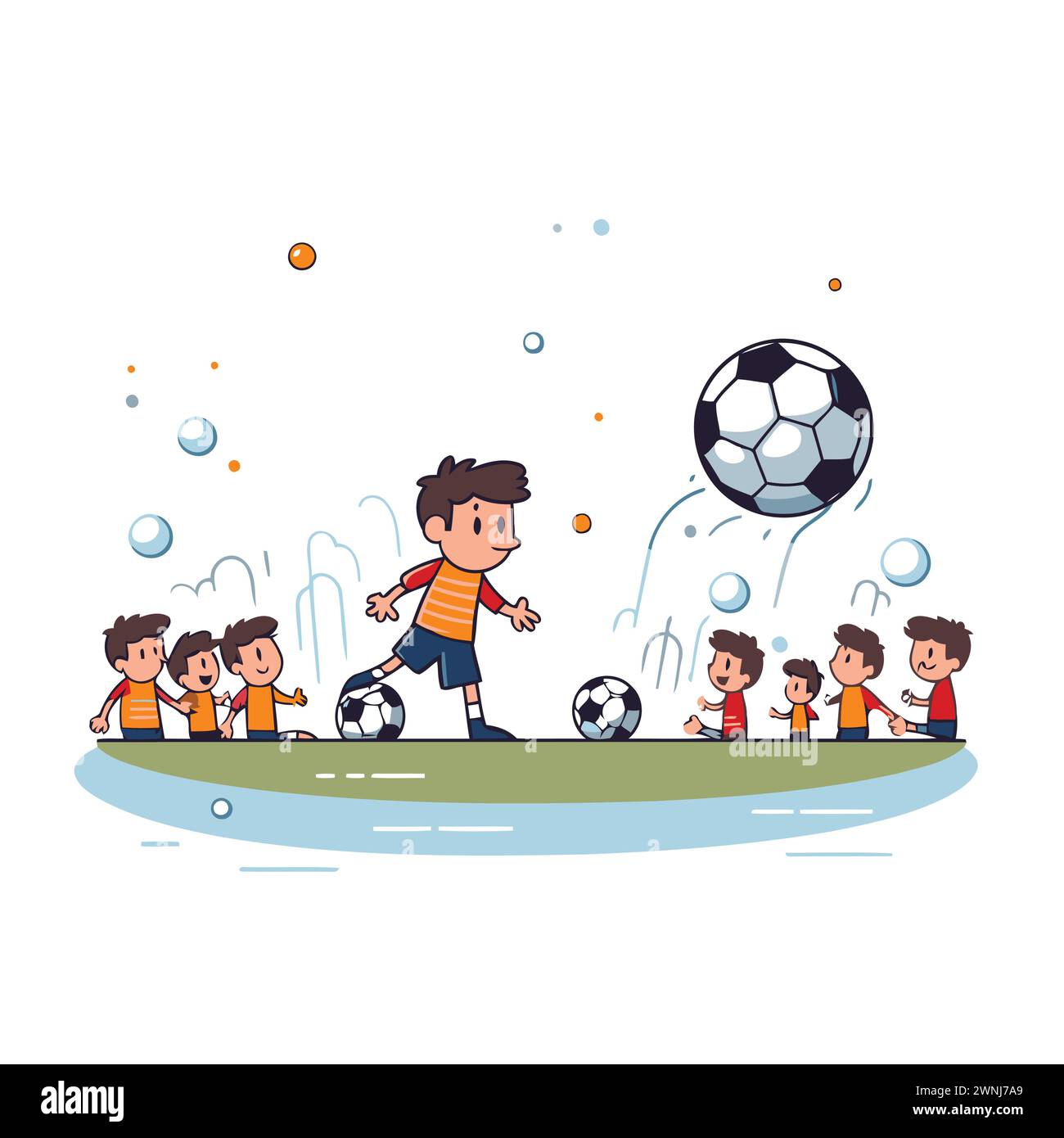 Children playing football vector vectors hi-res stock photography and ...