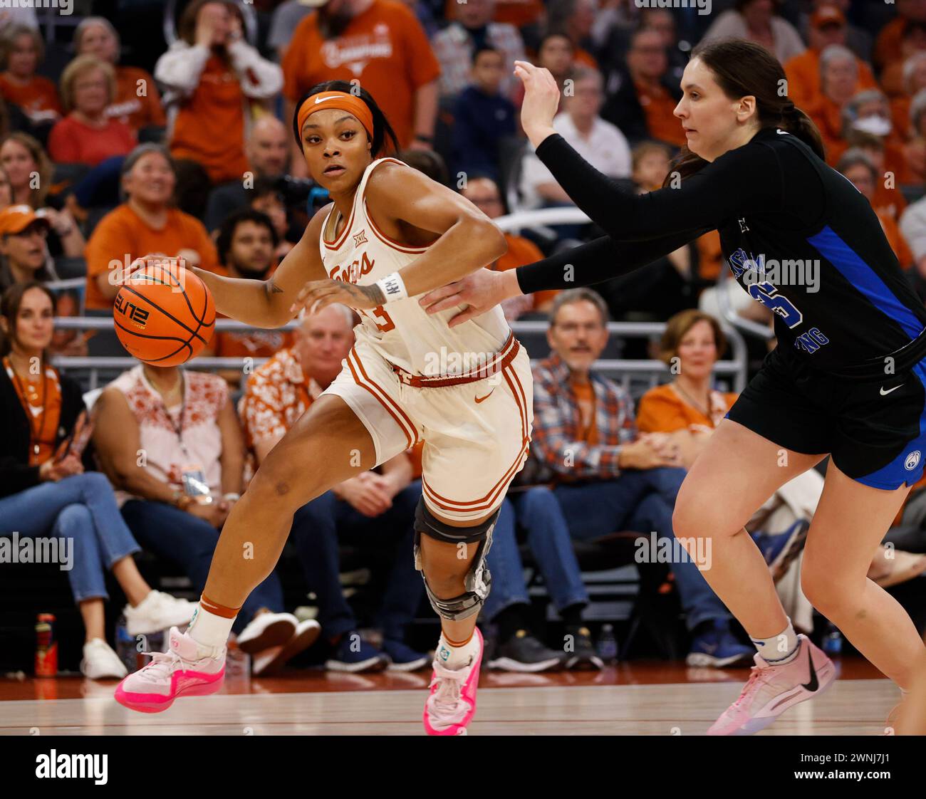 March 2, 2024: Texas forward Aaliyah Moore (23) moves the ball against ...