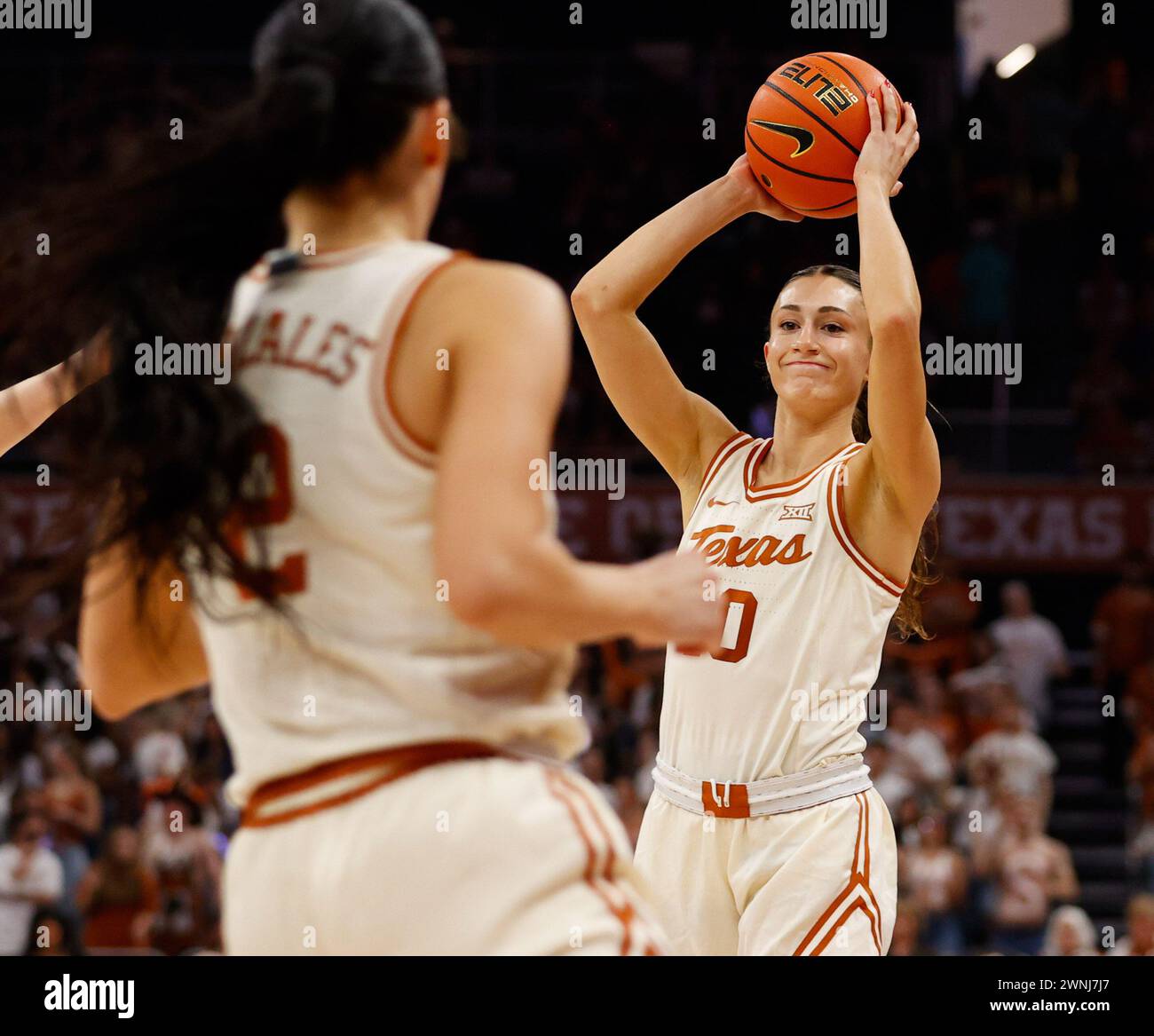 March 2, 2024: Texas guard Shay Holle (10) passes the ball during an ...