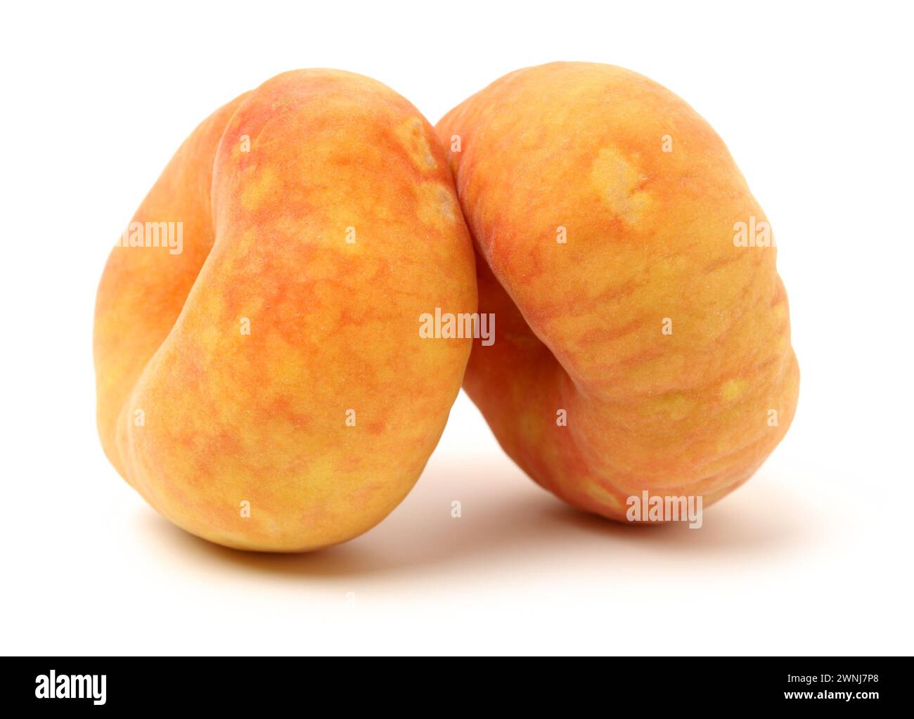 chinese flat peaches on white background Stock Photo - Alamy