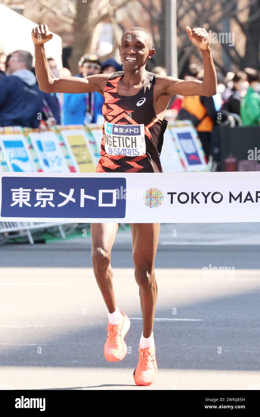 Tokyo, Japan. 3rd Mar, 2024. Kenya's Vincent Ngetich crosses the finish ...