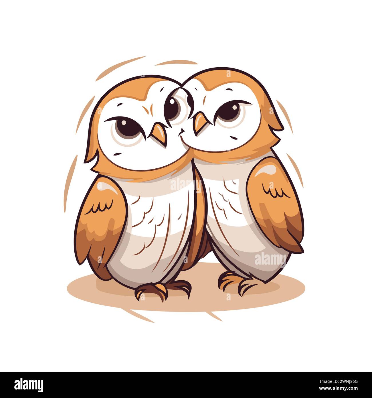 Owls couple isolated on white background. Vector illustration in ...