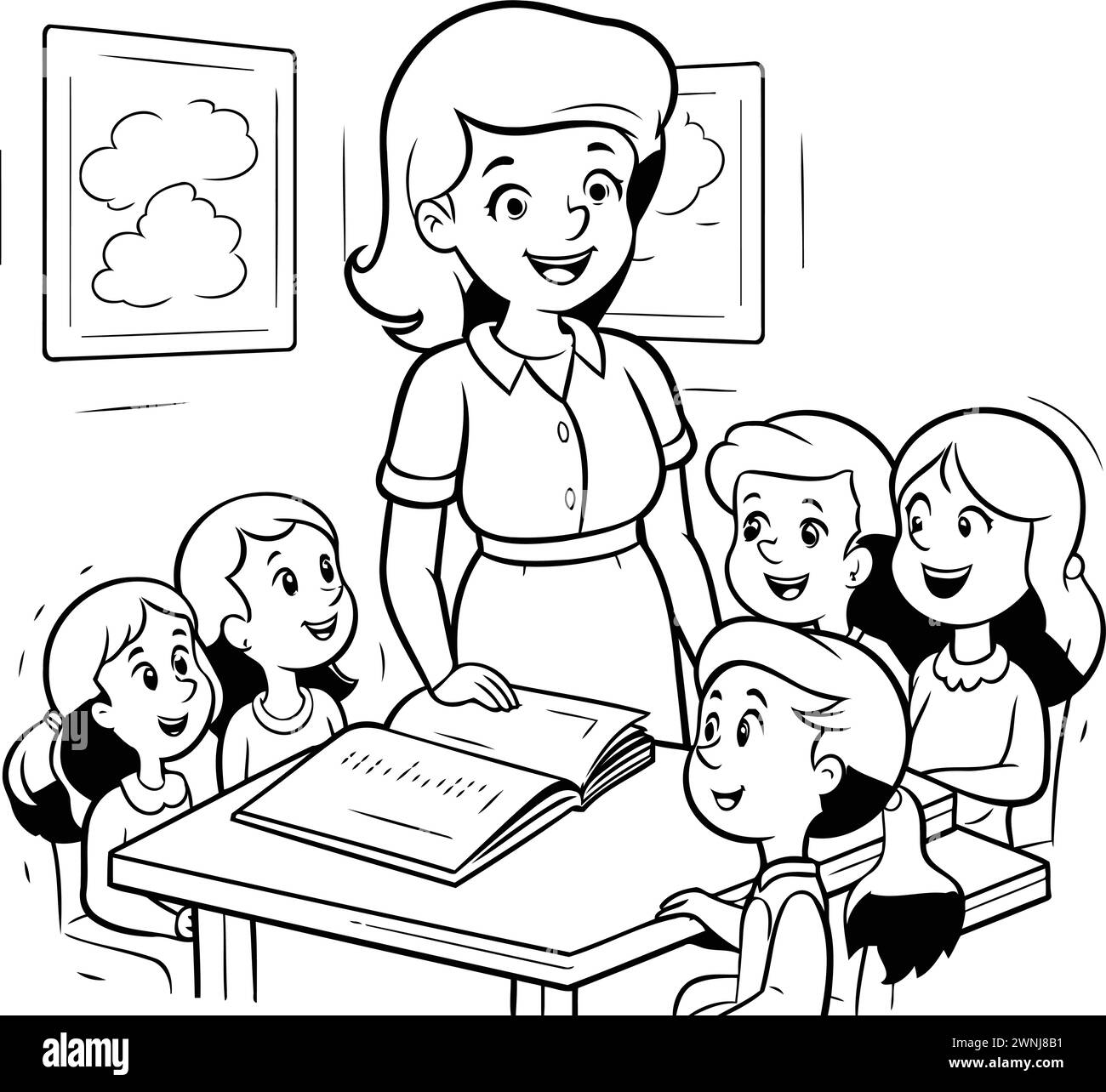 Kids in classroom black and white Black and White Stock Photos & Images ...