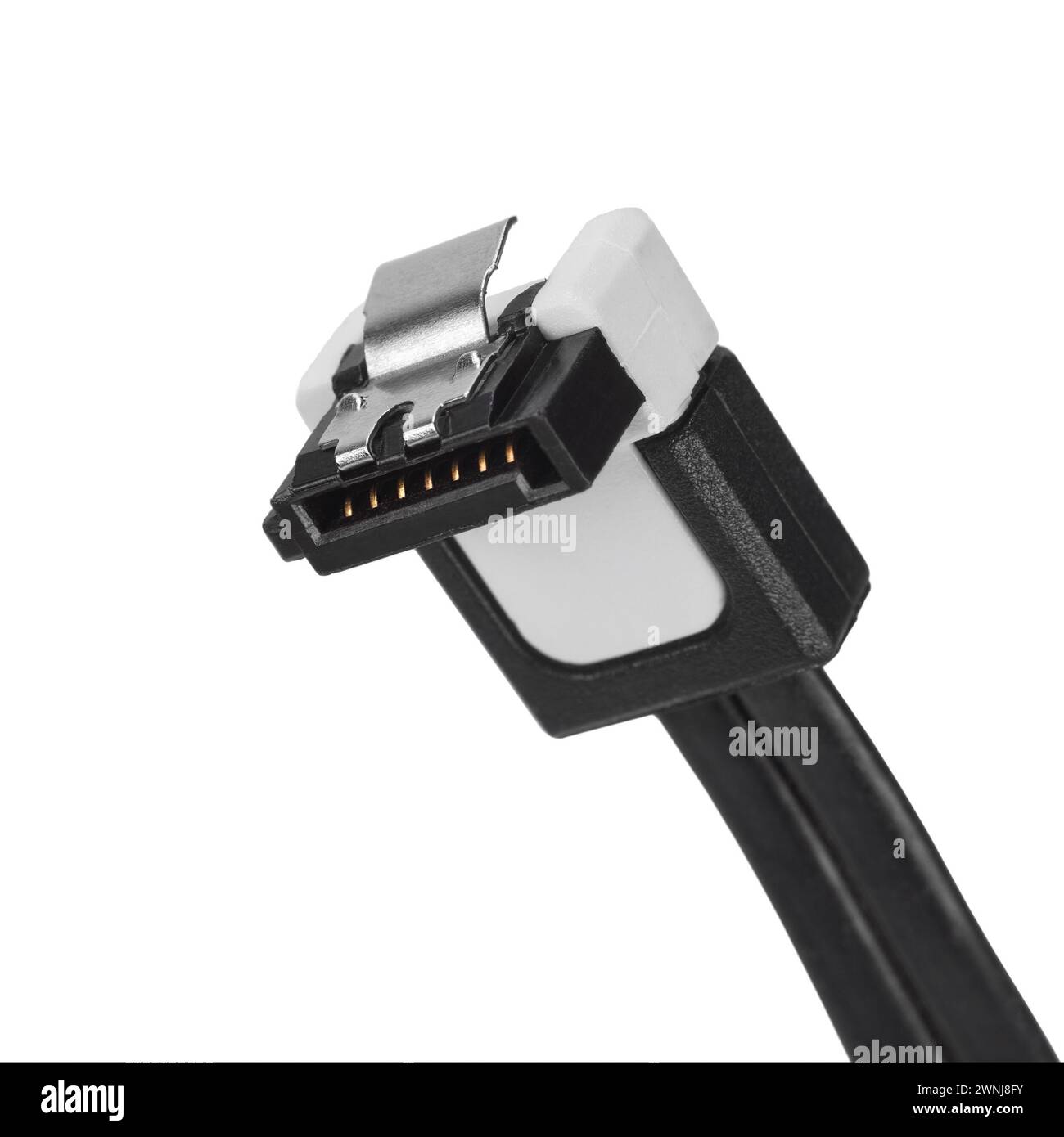 SATA connector for connecting a hard drive on a white background with ...