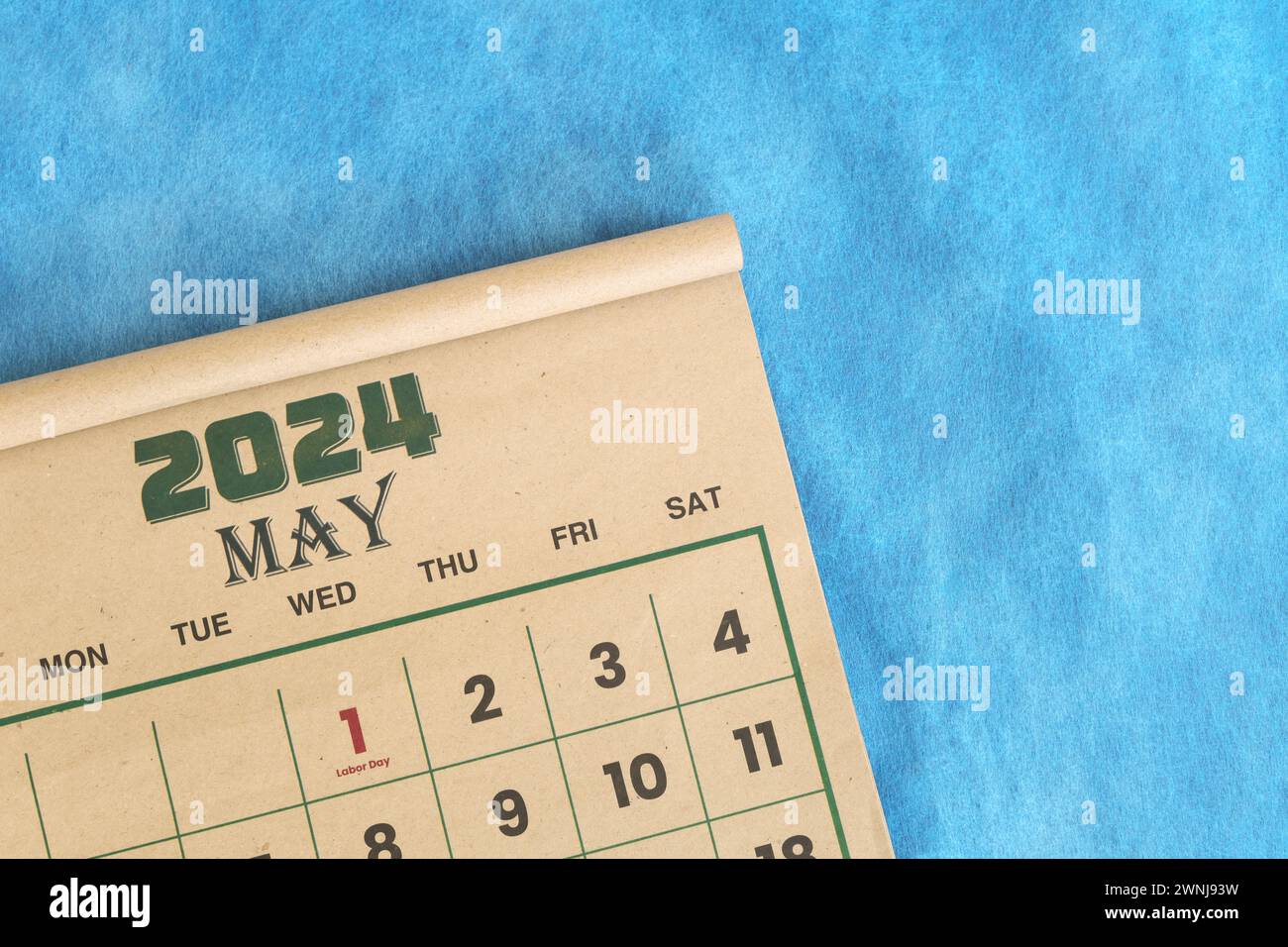 May 2024 calendar flat lay in blue background with copy space Stock ...