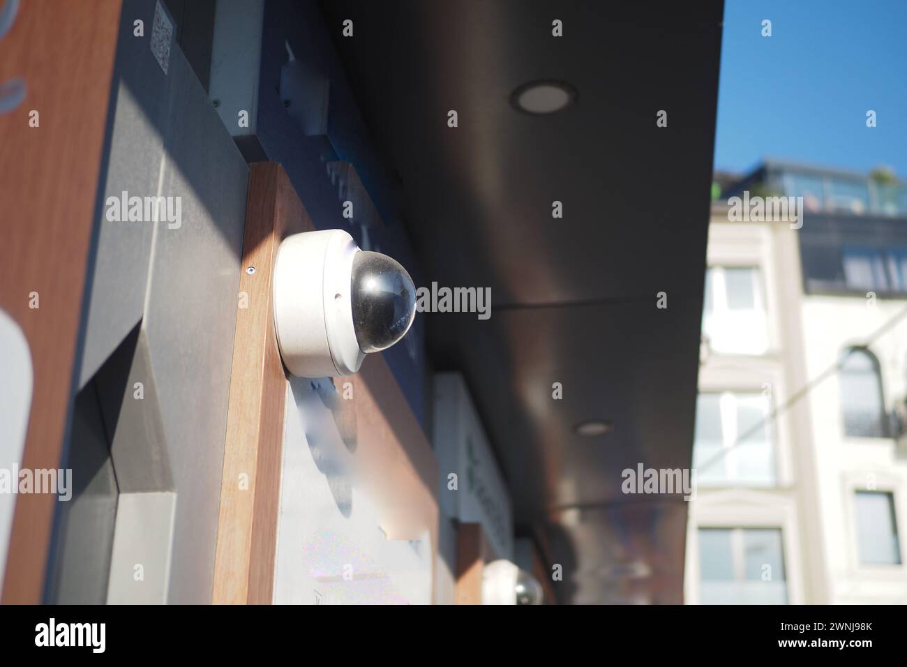 CCTV security camera operating on atm booth Stock Photo - Alamy