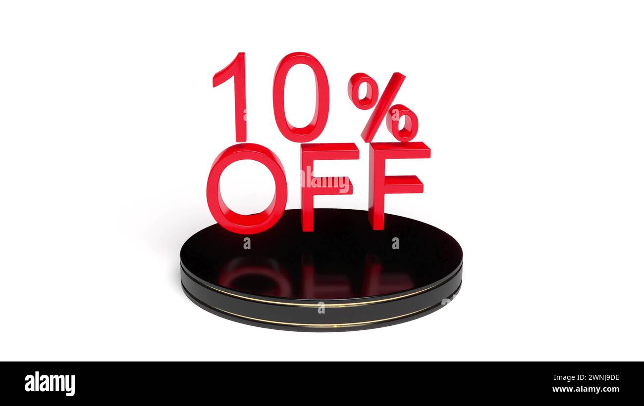 Red text 10 percent off 3d render Stock Photo - Alamy