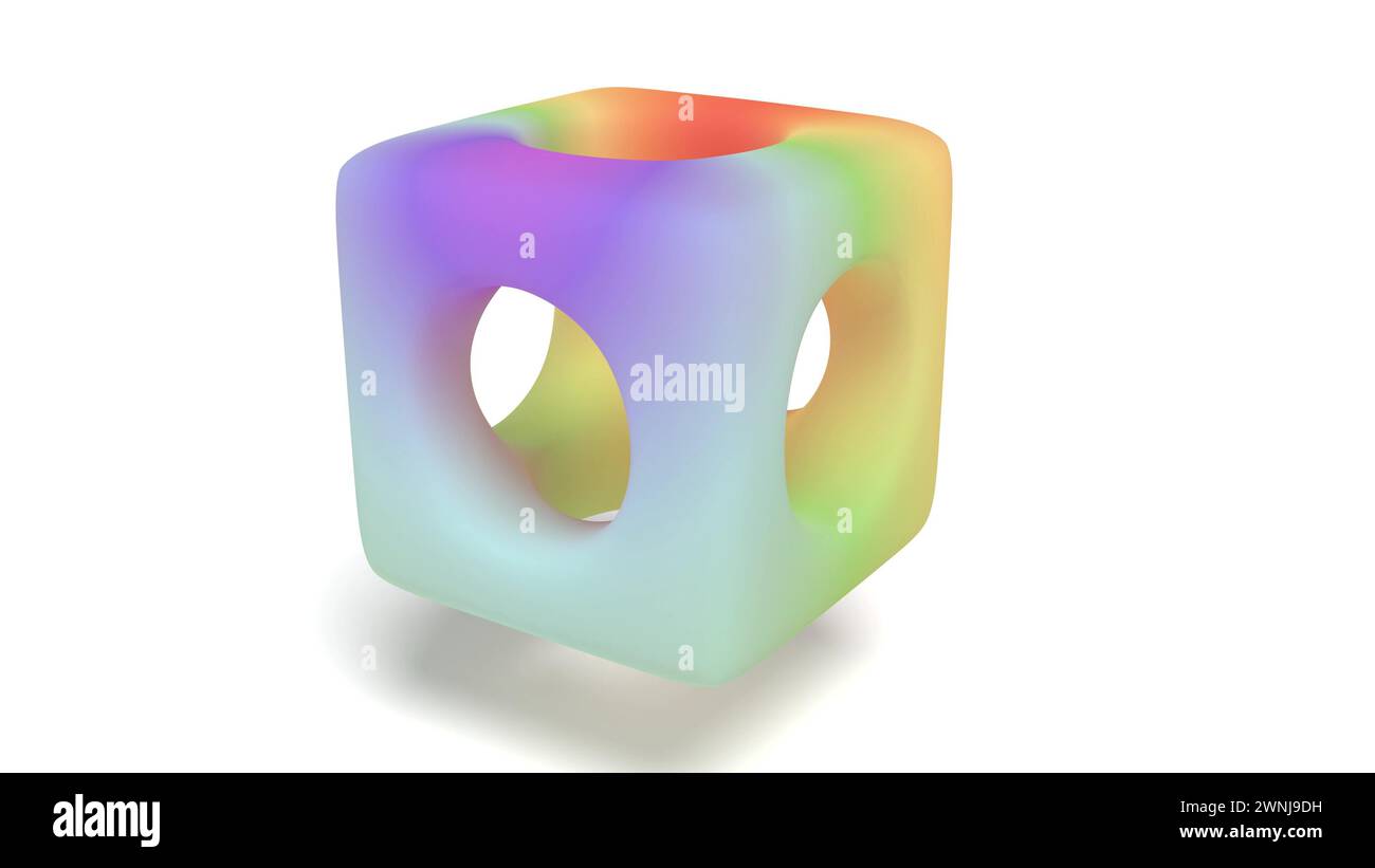 Color soft box with holes rotate on white back intro 3d render Stock ...