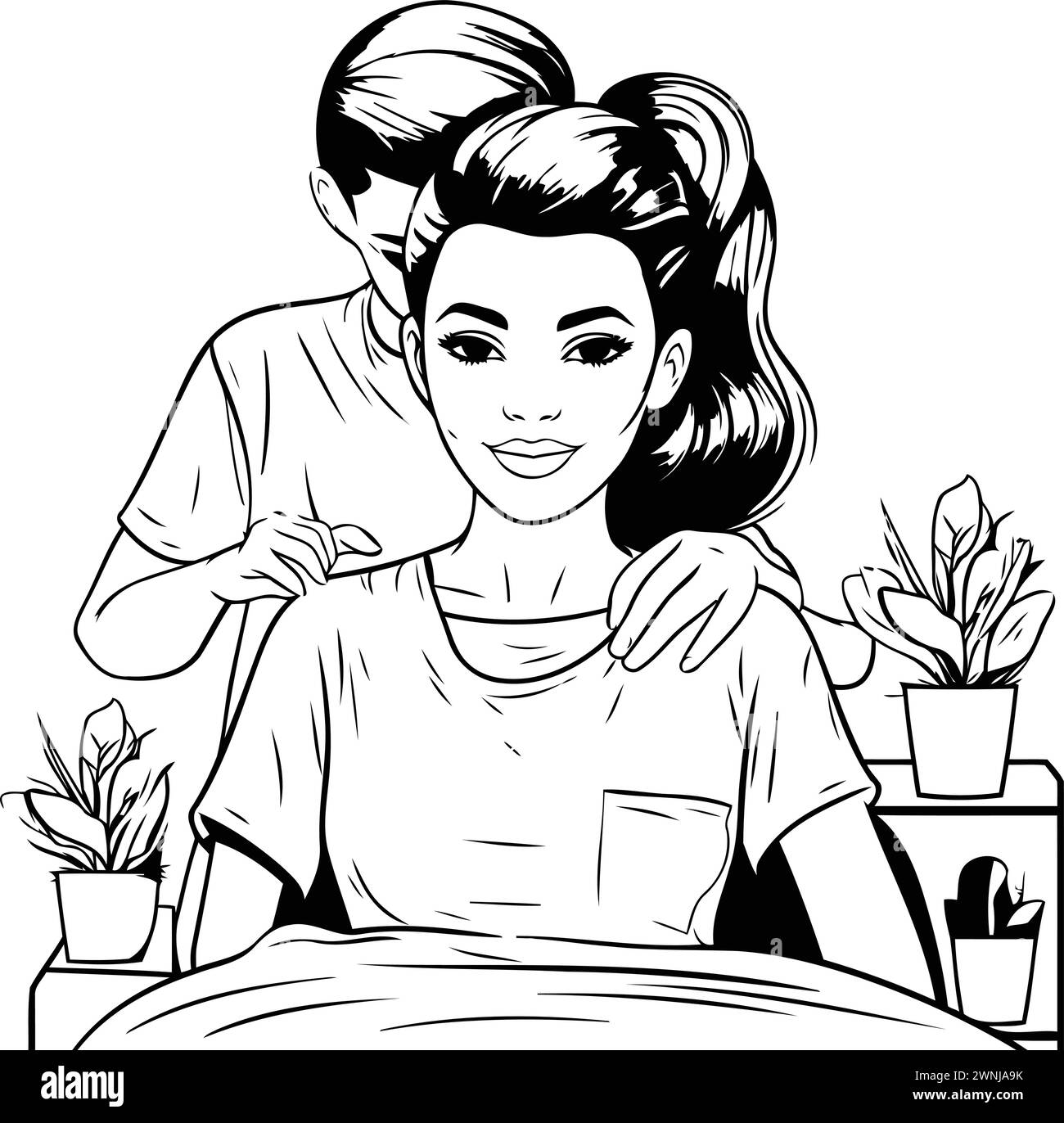 Vector Illustration Of A Young Woman Having A Massage In A Beauty Salon
