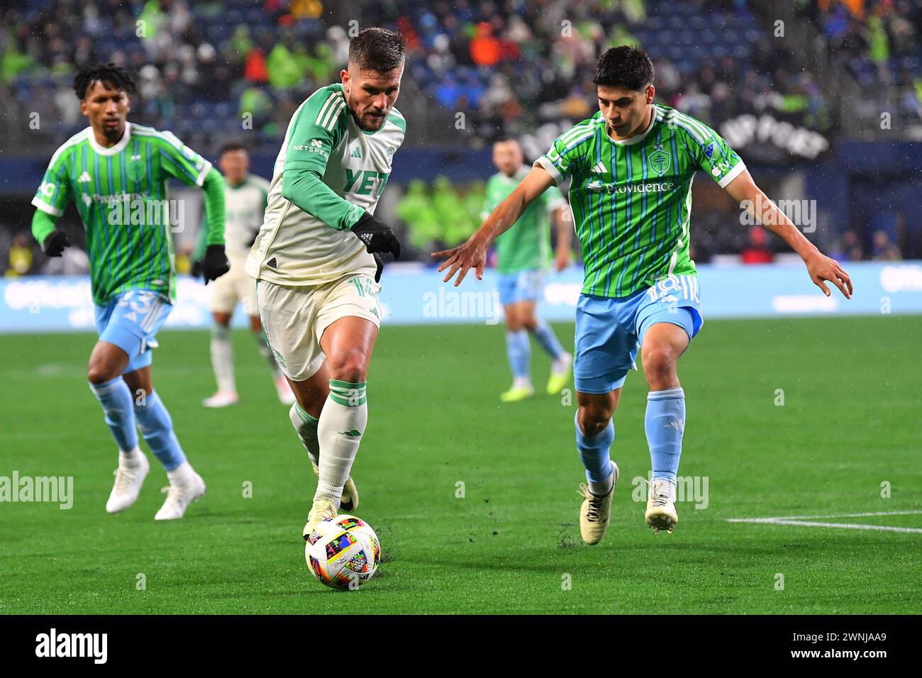 Seattle, WA, USA. 02nd Mar, 2024. Austin FC's FC's Diego Rubio and ...