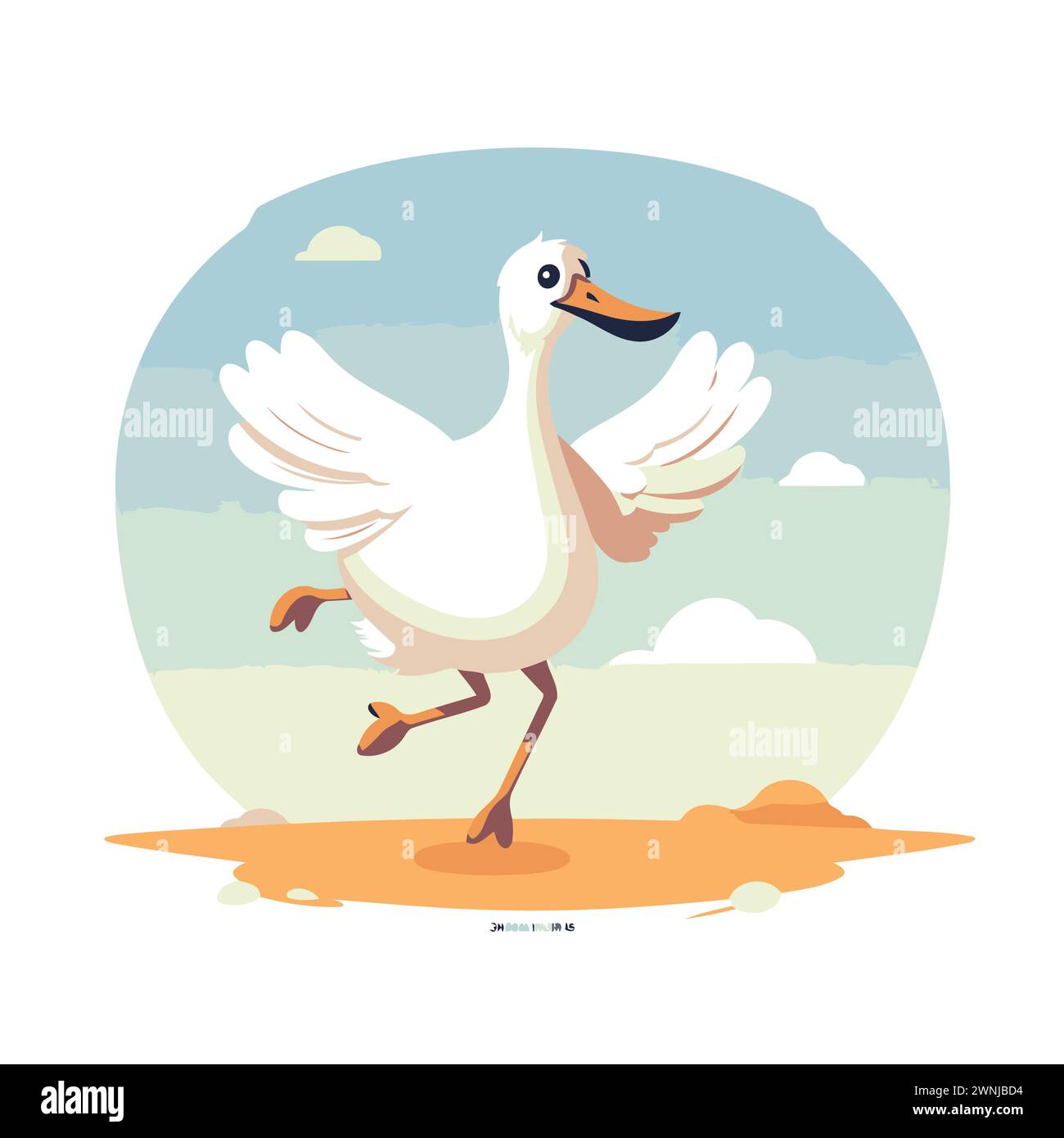Beach with a bird Stock Vector Images - Alamy