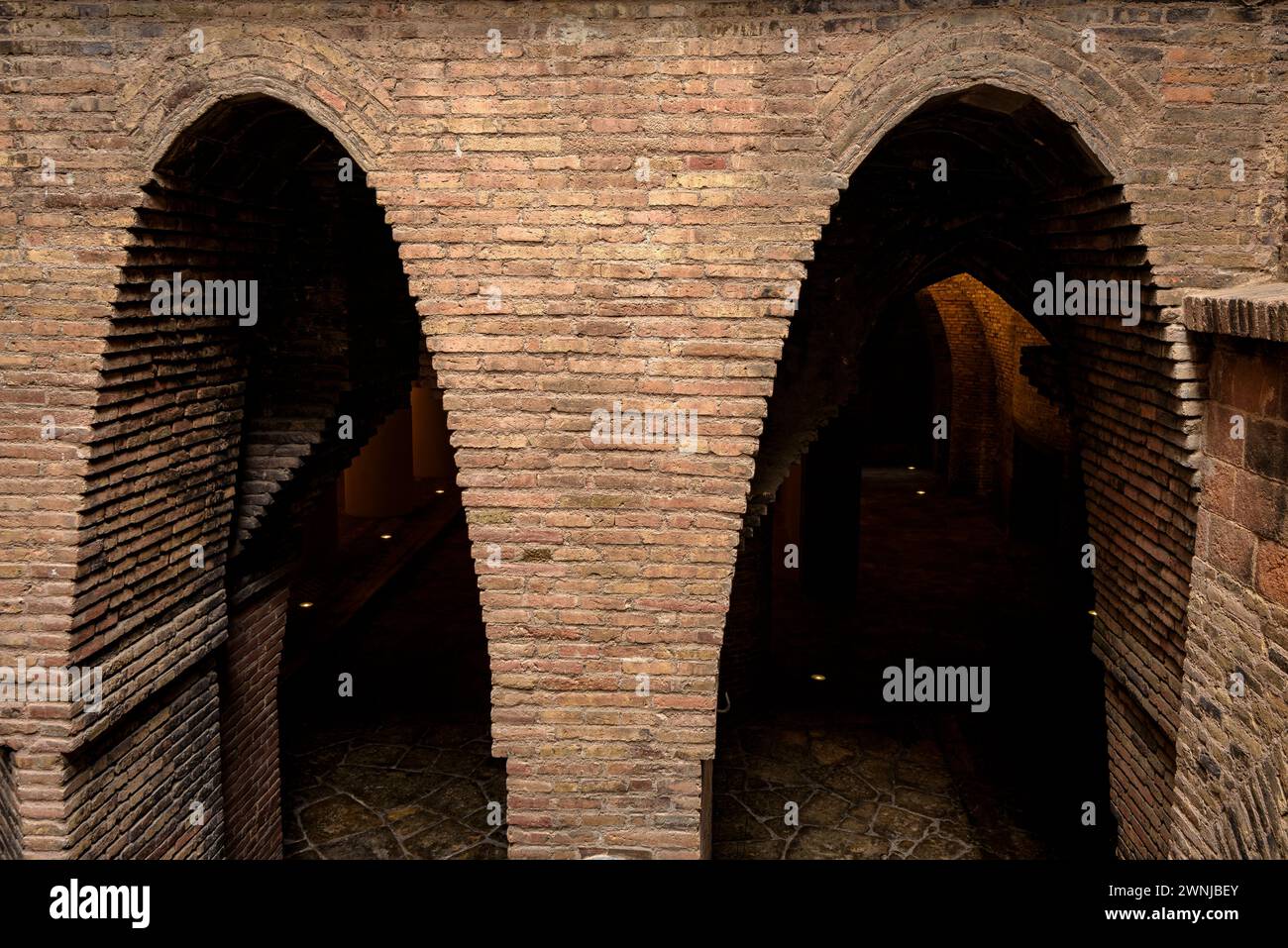 Catenary arches in the basement of the Güell Palace, designed by Antoni ...
