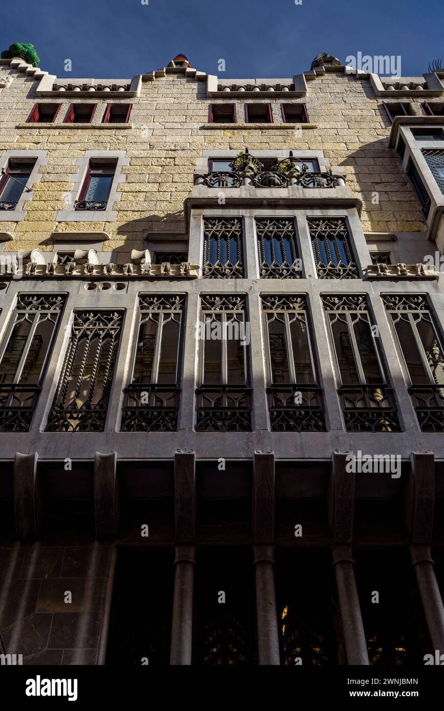 Front facade of the Güell palace, work of Antoni Gaudí (Barcelona ...