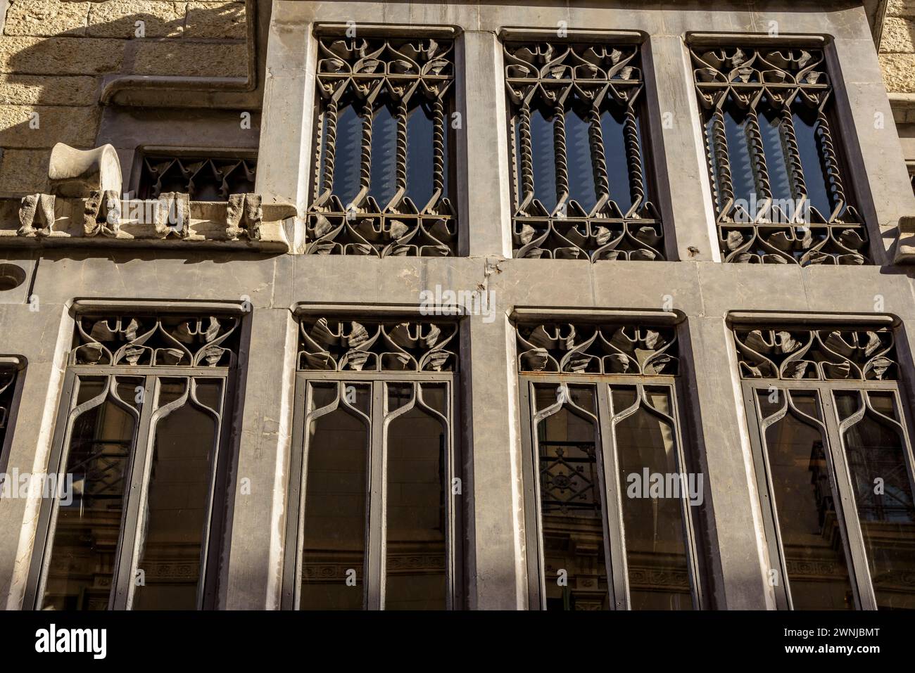 Front facade of the Güell palace, work of Antoni Gaudí (Barcelona ...