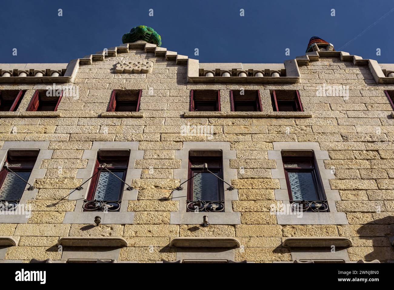 Front facade of the Güell palace, work of Antoni Gaudí (Barcelona ...