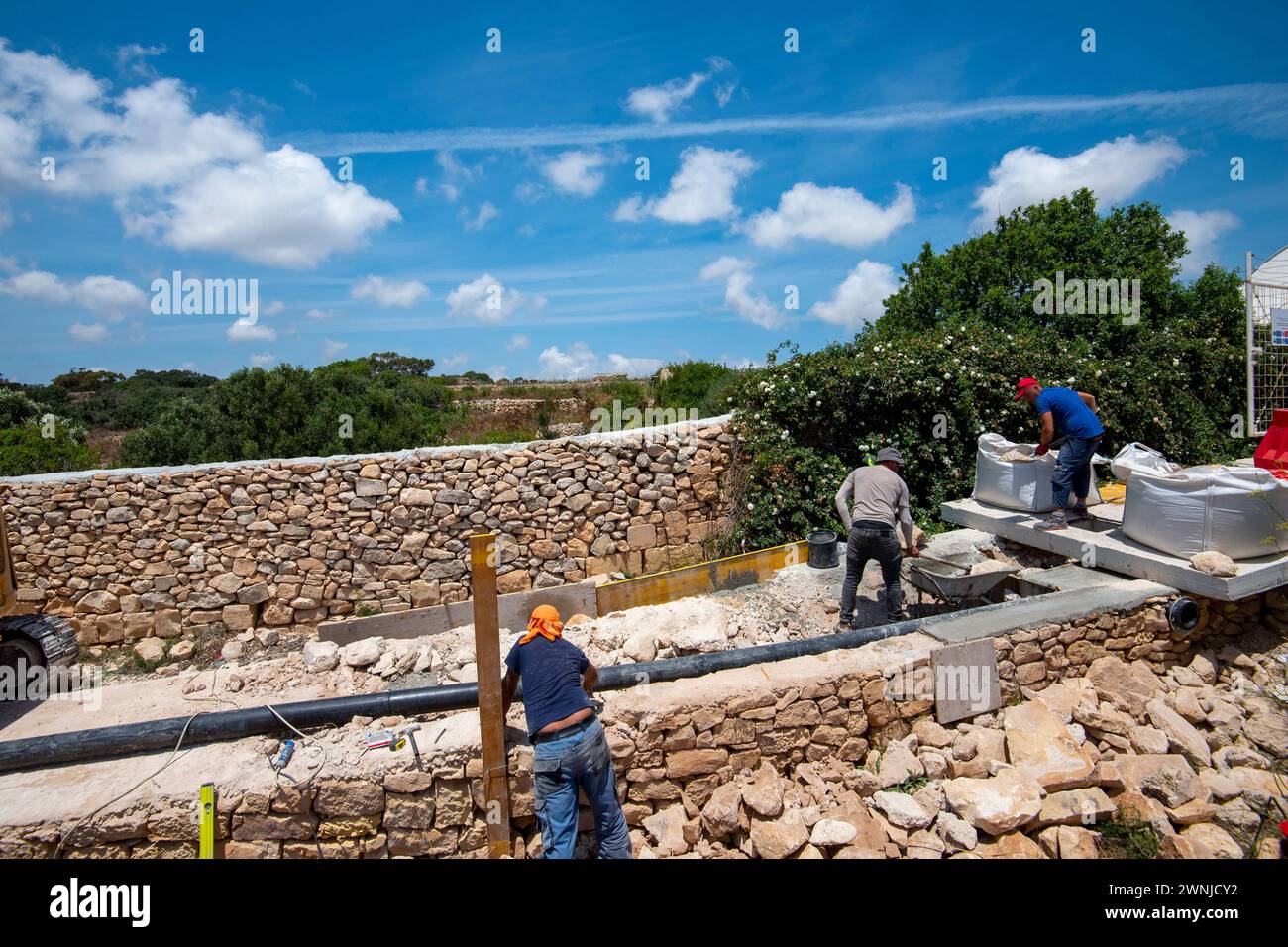 Stone Walkway Construction in Malta Stock Photo - Alamy