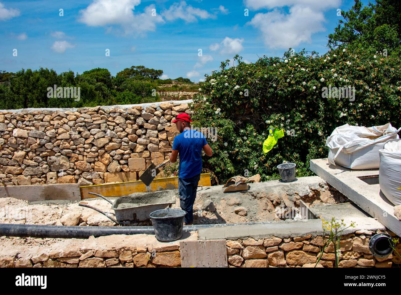 Stone Walkway Construction in Malta Stock Photo - Alamy