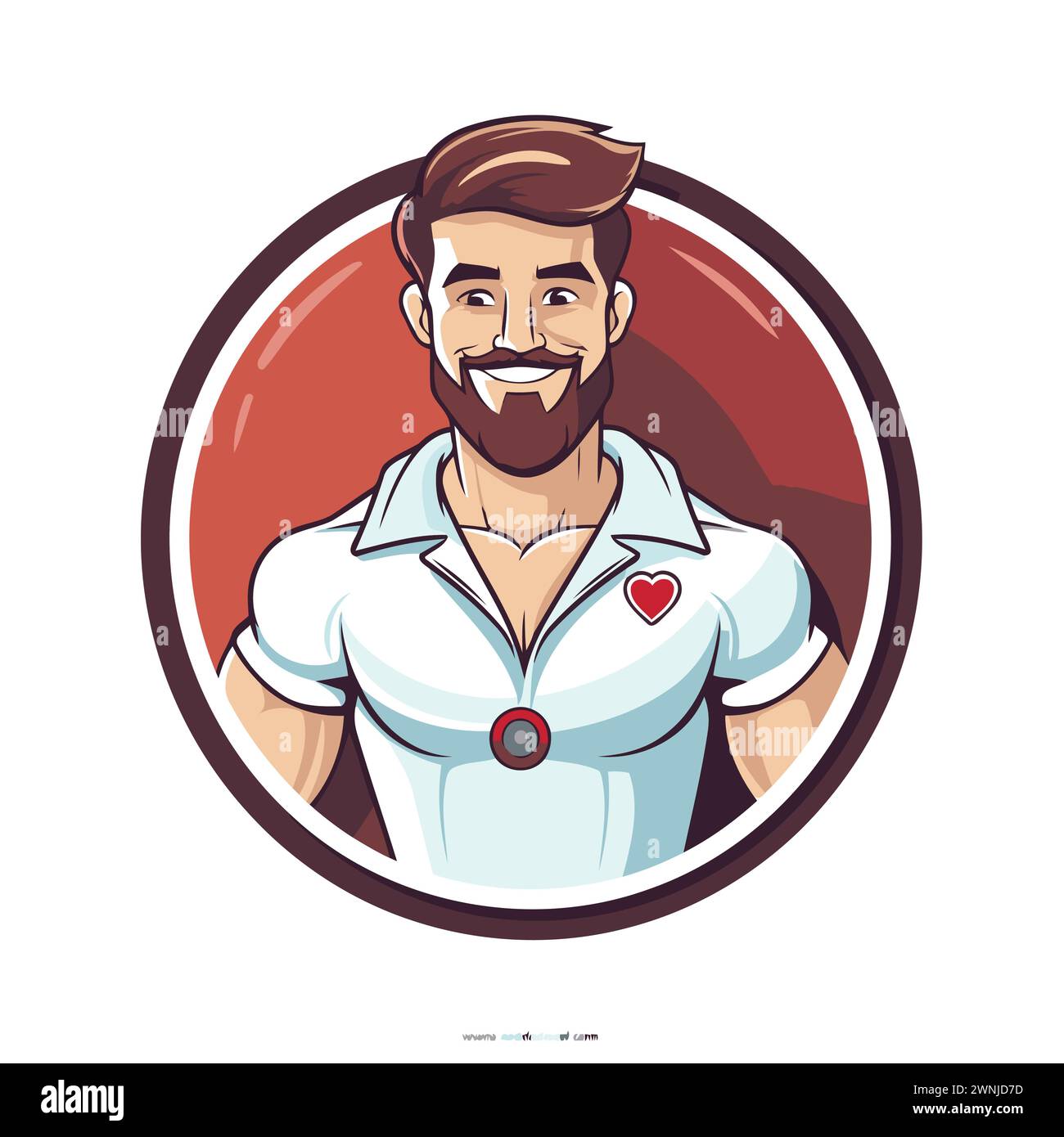 Handsome Man With Beard And Mustache Vector Illustration In Cartoon