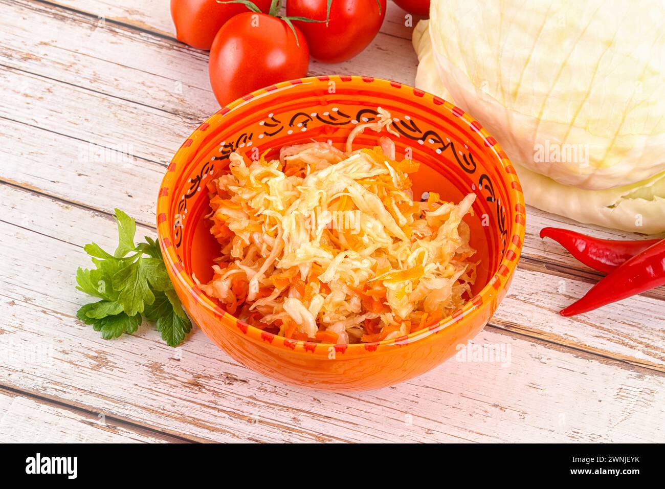Fermented raw cabbage sauerkraut in the bowl Stock Photo - Alamy