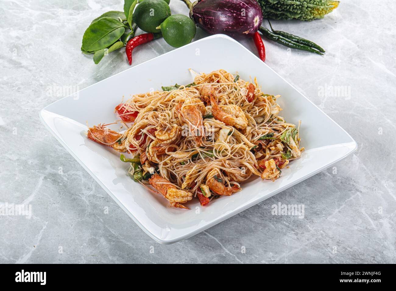 Thai Spicy Vermicelli Salad with Prawns - YAM WOON SEN KOON Stock Photo ...