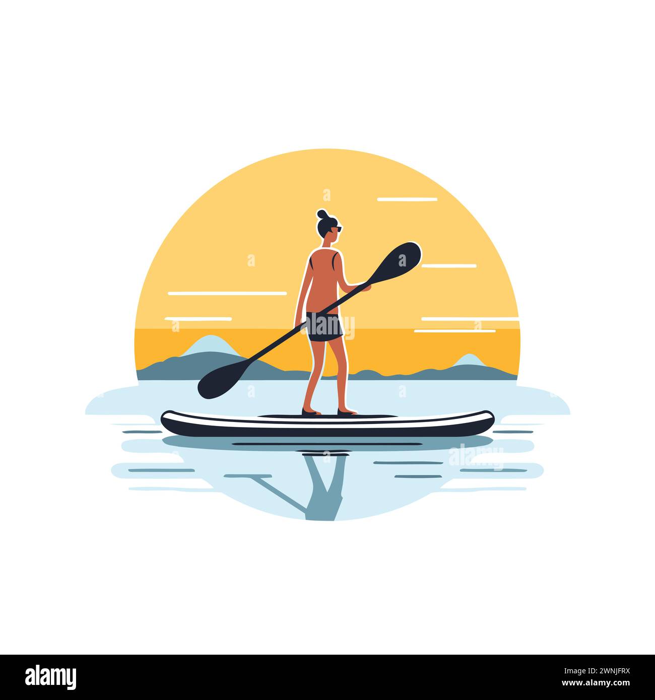 Stand up paddling on the sea Stock Vector Images - Alamy