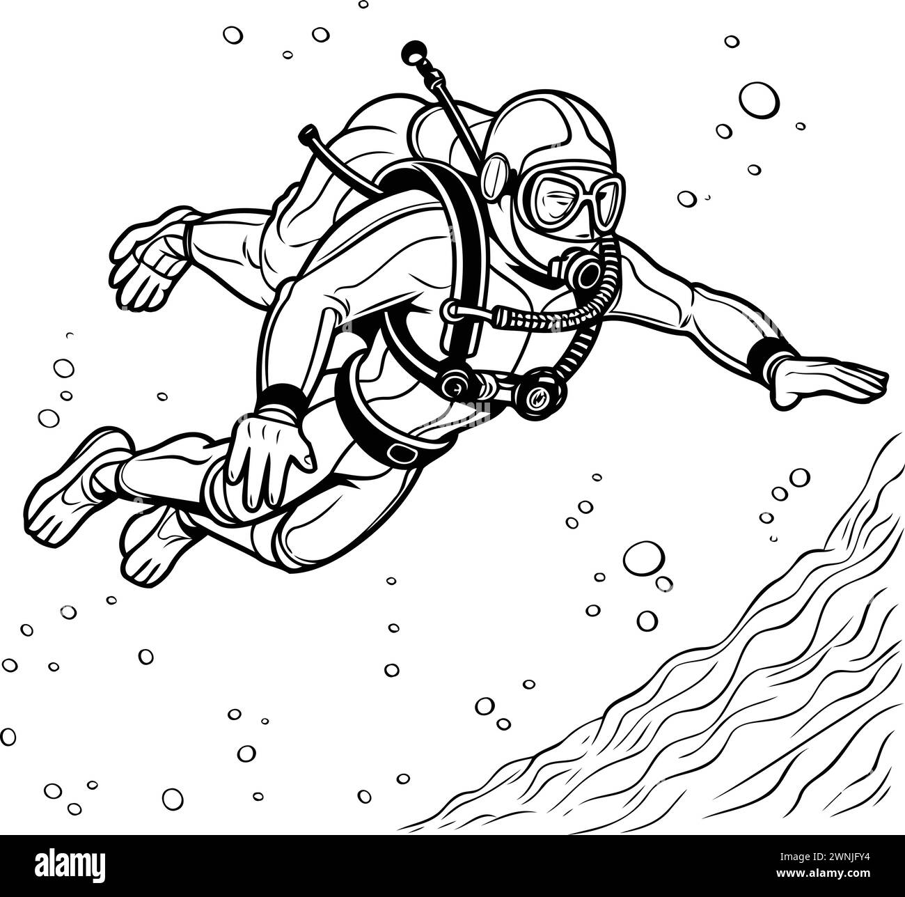 Cartoon man scuba diving hi-res stock photography and images - Alamy