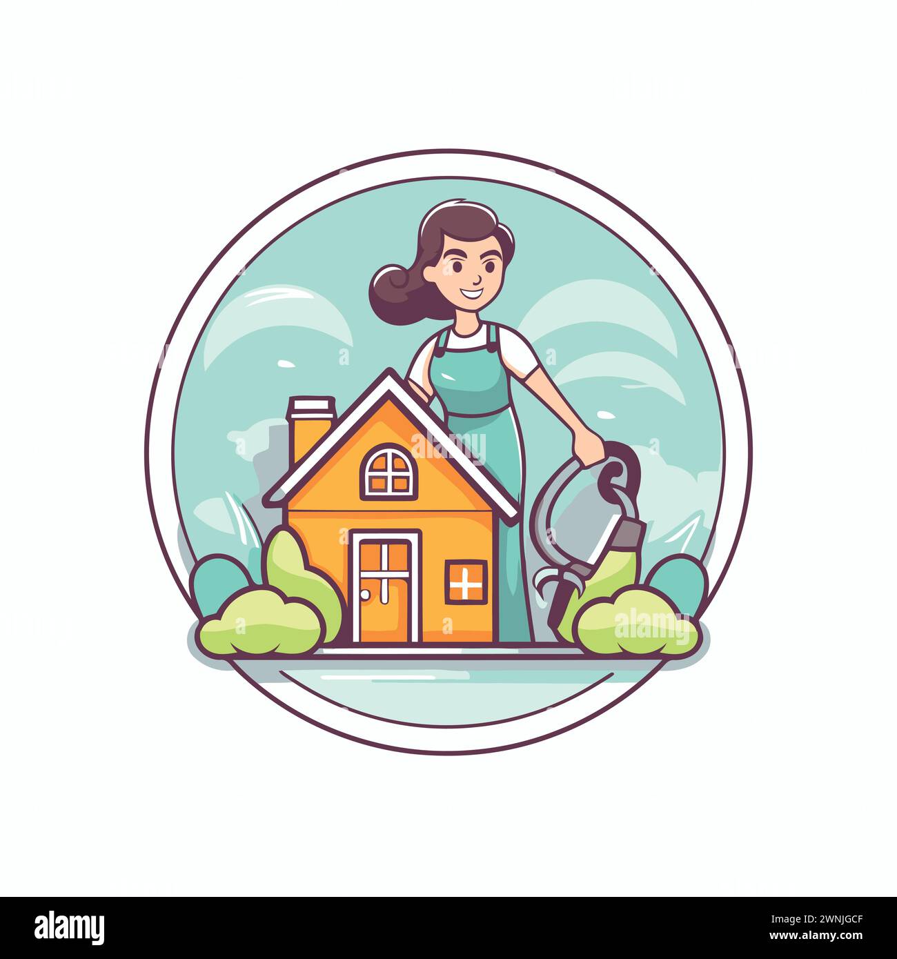House cleaning service concept. Vector illustration in cartoon style on ...
