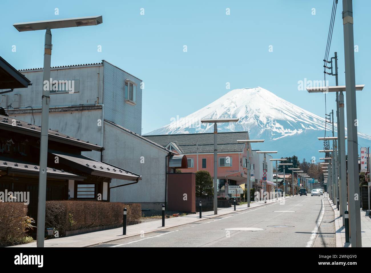 Yamanashi, Japan - April 9, 2023 : Shimoyoshida village and Fuji ...