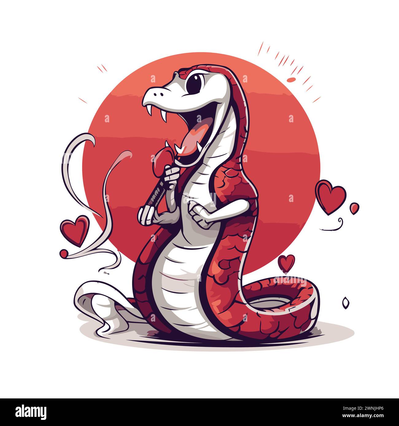 Cute cartoon snake in love. Vector illustration isolated on white ...