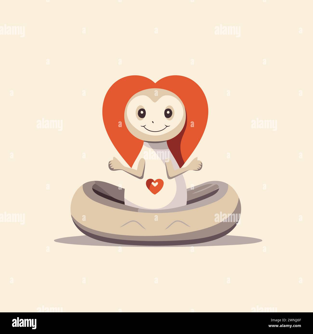 Cute heart in an inflatable circle. Cartoon vector illustration Stock ...