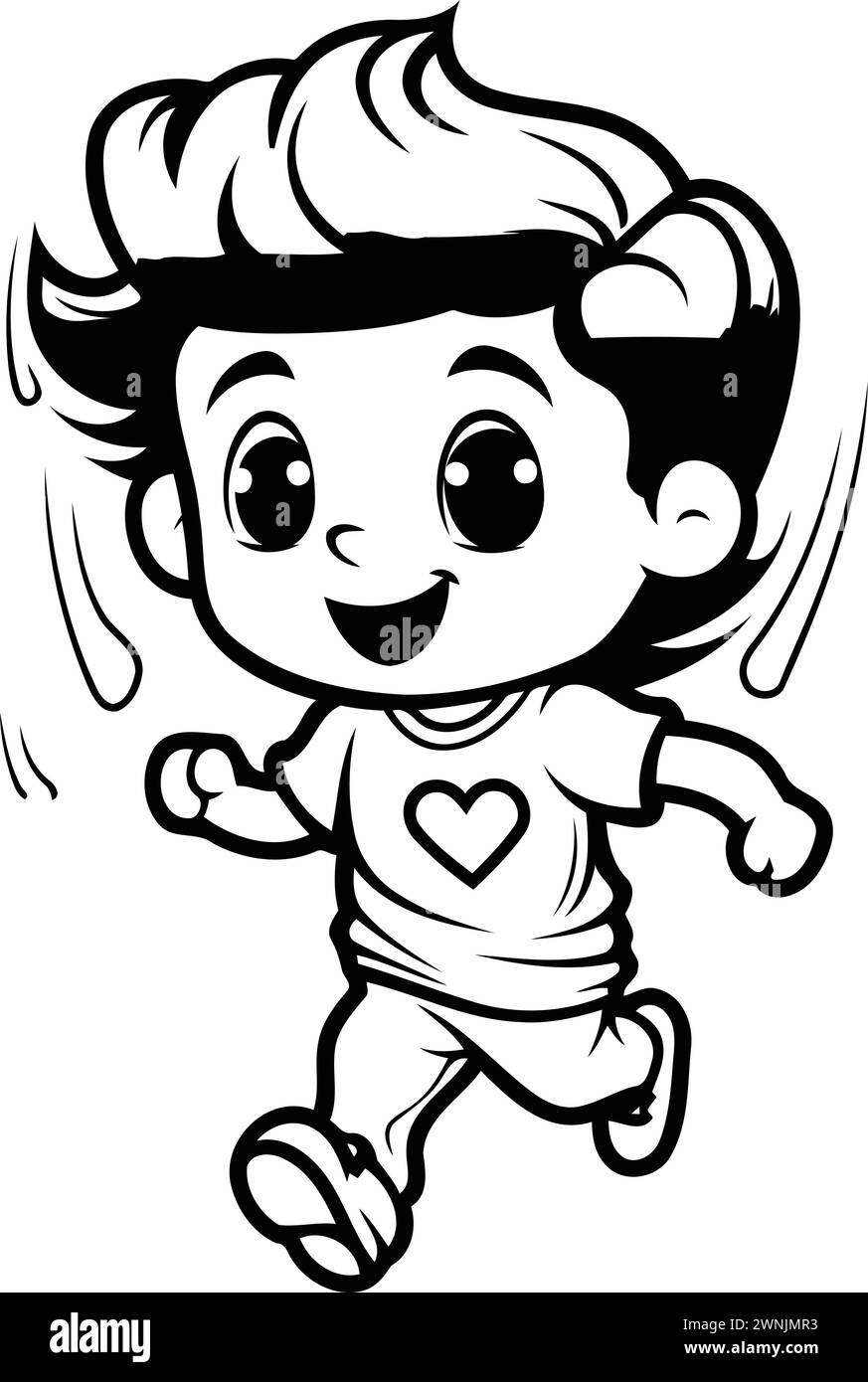 Vector illustration of a happy cartoon boy running. Isolated on white ...
