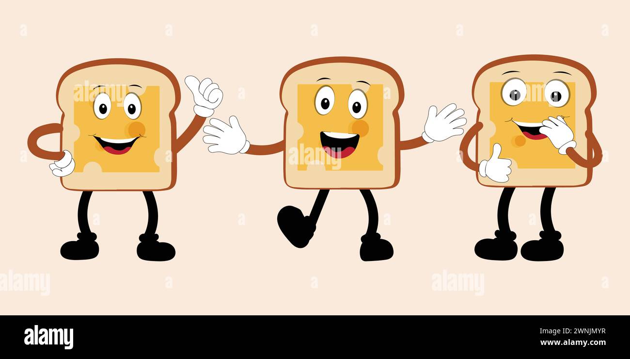 Happy Bread Slice Cartoon Mascot Character, Funny Sandwich Cartoon ...
