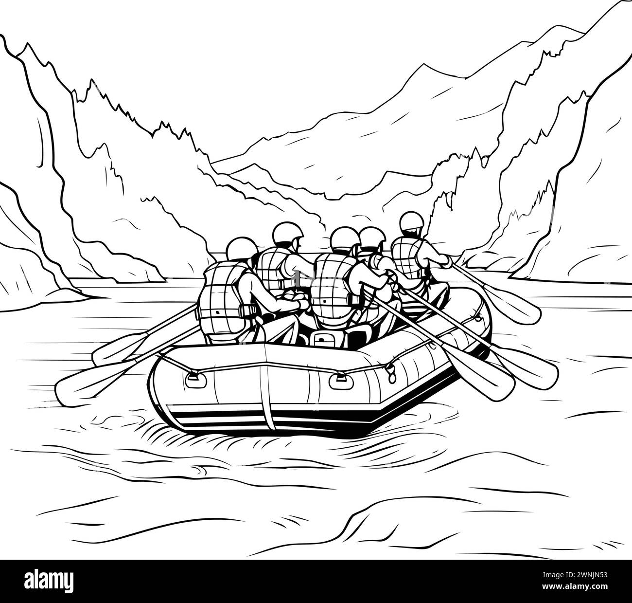 Rafting illustration Black and White Stock Photos & Images - Alamy