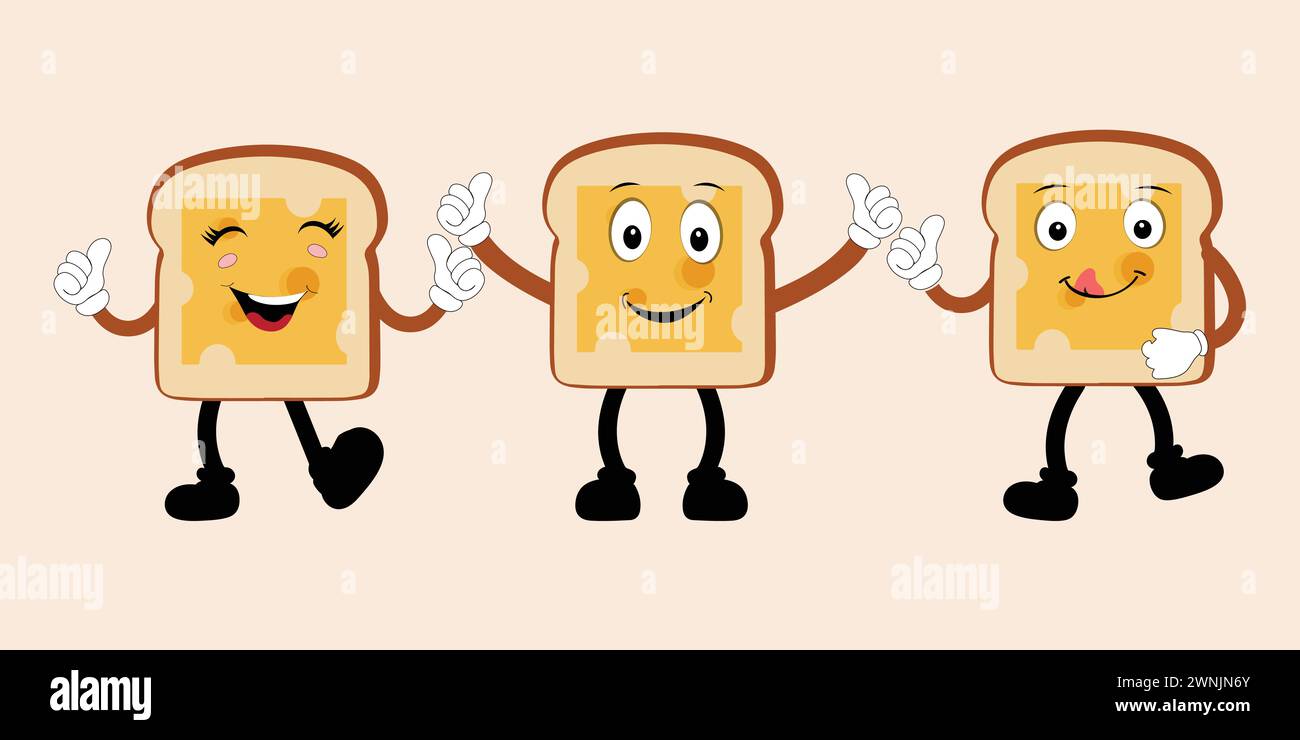 Happy Bread Slice Cartoon Mascot Character, Funny Sandwich Cartoon ...