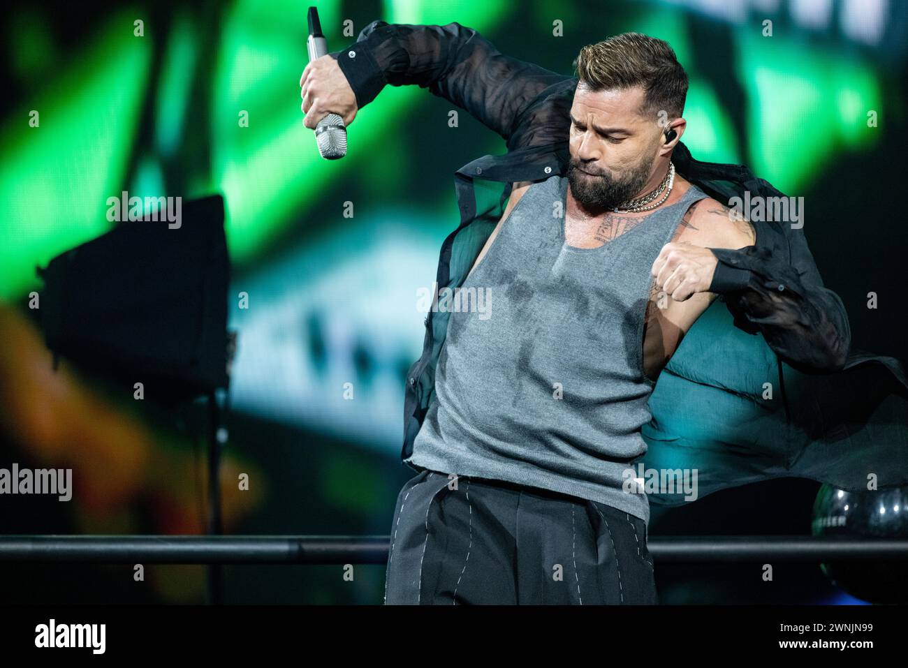 Latino singer and songwriting artist, Ricky Martin, performs on stage ...