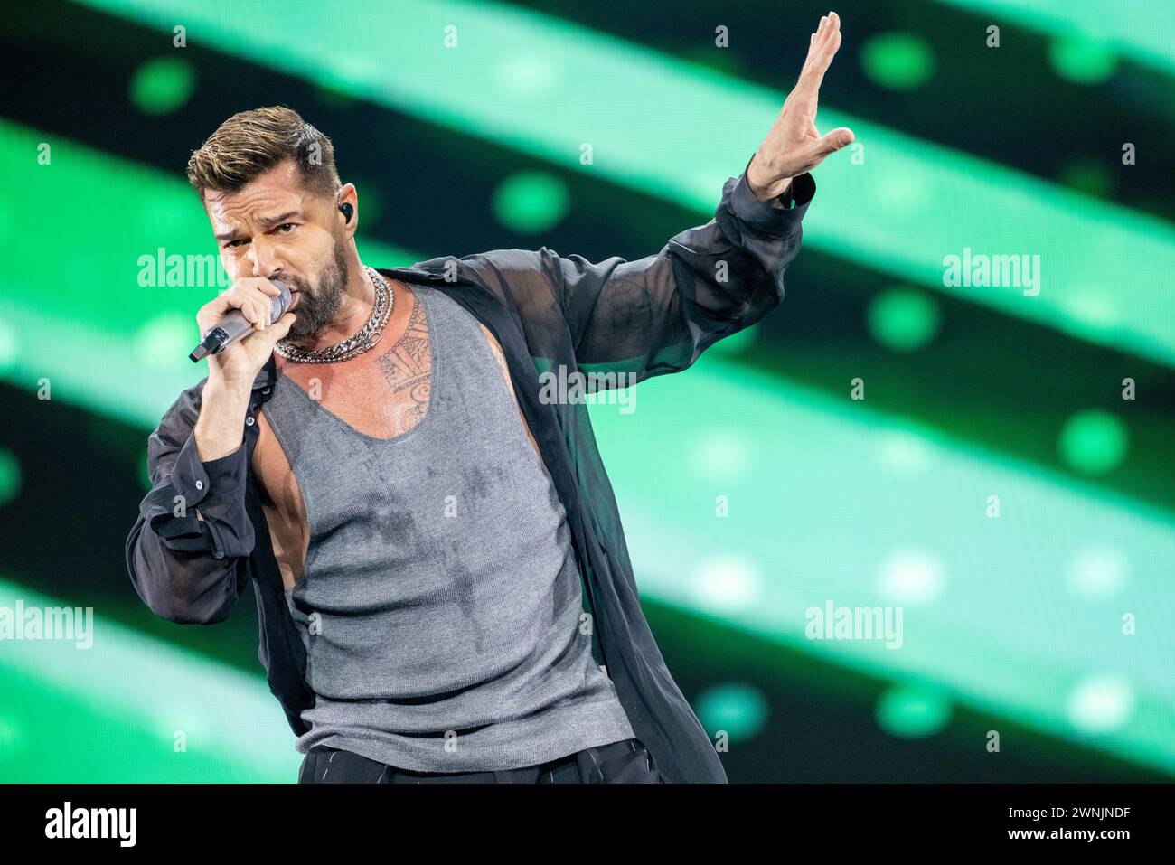 Latino singer and songwriting artist, Ricky Martin, performs on stage ...